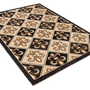 PRO RUGS Fleur DE LIS New Orleans Design Modern Area Rug (5 FEET X 7 FEET)