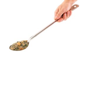 restaurantware met lux 18 inch serving spoon 1 solid cooking spoon - heavy-duty serving utensil for parties catering banquets or homes silver stainless steel buffet spoon ergonomic handle