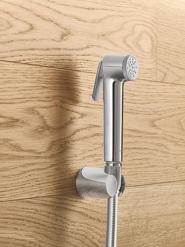 GROHE Vitalio Trigger Spray 30 - Wall Holder Set with Trigger Control Hand Shower (Hand Shower 36mm, TwistFree Shower Hose 1.25m, Wall Shower Holder 40mm), High Pressure Min. 1.0 Bar, Chrome, 26175001