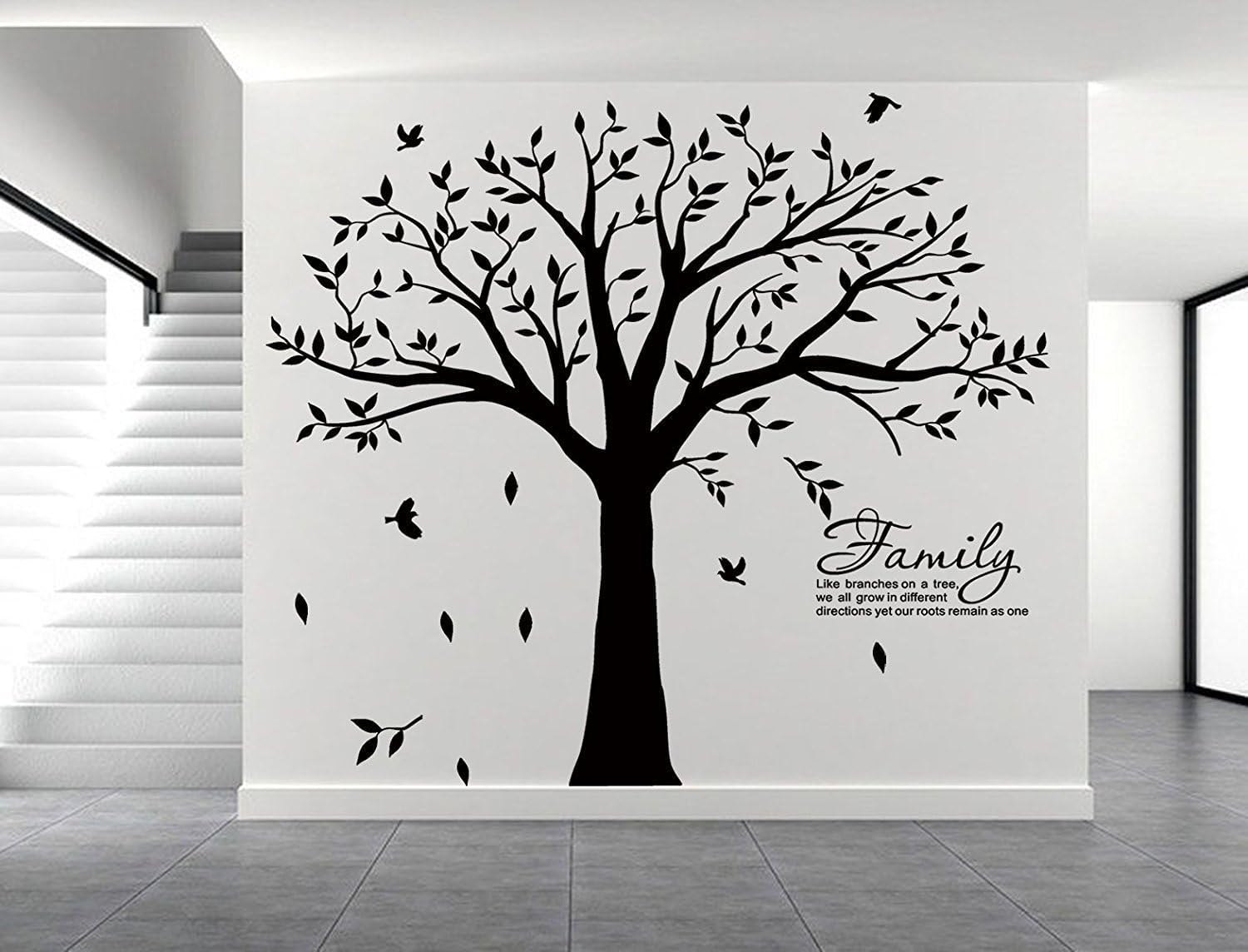 LSKOO Large Family Tree Wall Decal with Family Llike Branches on a Tree Wall Decals Wall Sticks Wall Decorations for Living Room (Black)