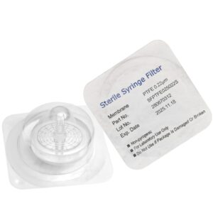 sterile syringe filters ptfe 25 mm diameter 0.22 um pore size individually packaged 10/pk by biomed scientific