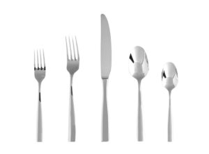 fortessa lucca flatware set, 20-piece, polished stainless