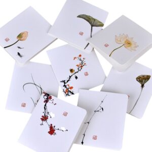 featuring hand-drawn thank you card：8pcs assorted blank all-occasion note cards- flowers and birds series thank you cards