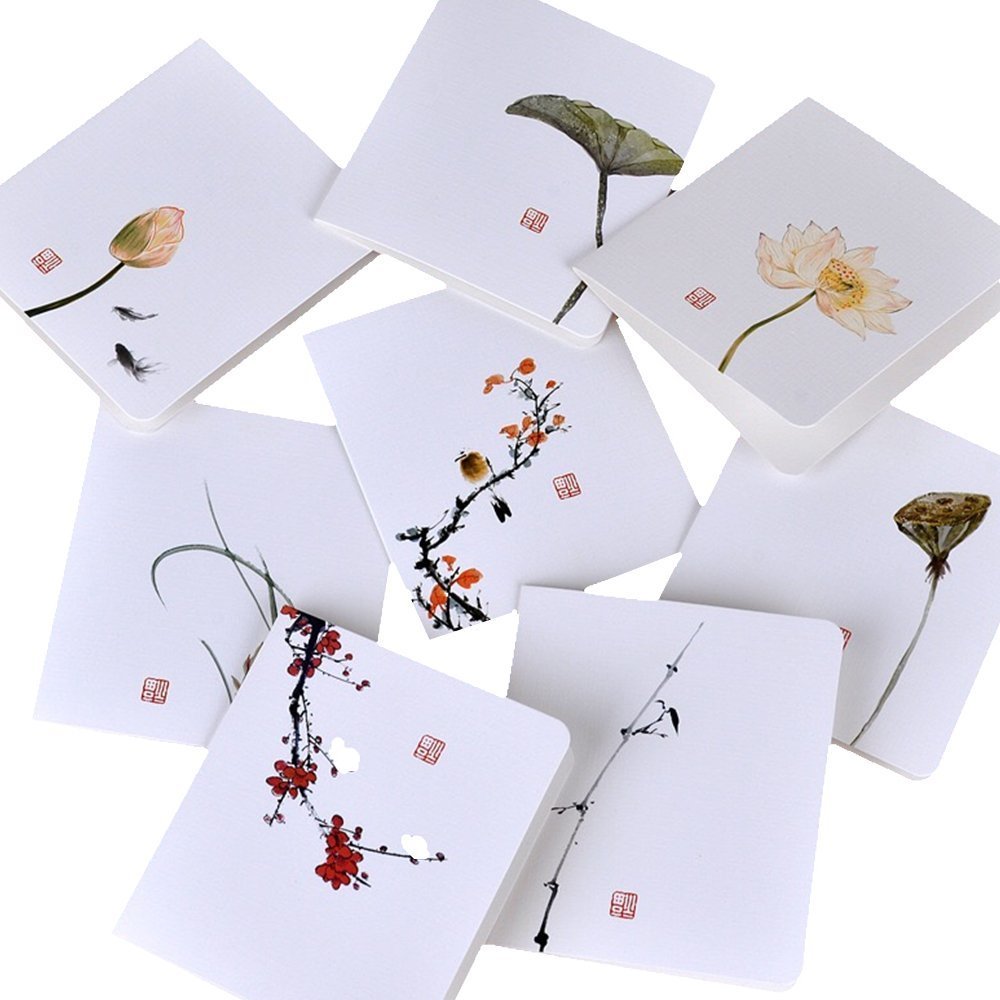 Featuring Hand-Drawn Thank You Card：8pcs Assorted Blank All-Occasion Note Cards- Flowers And Birds Series Thank You Cards