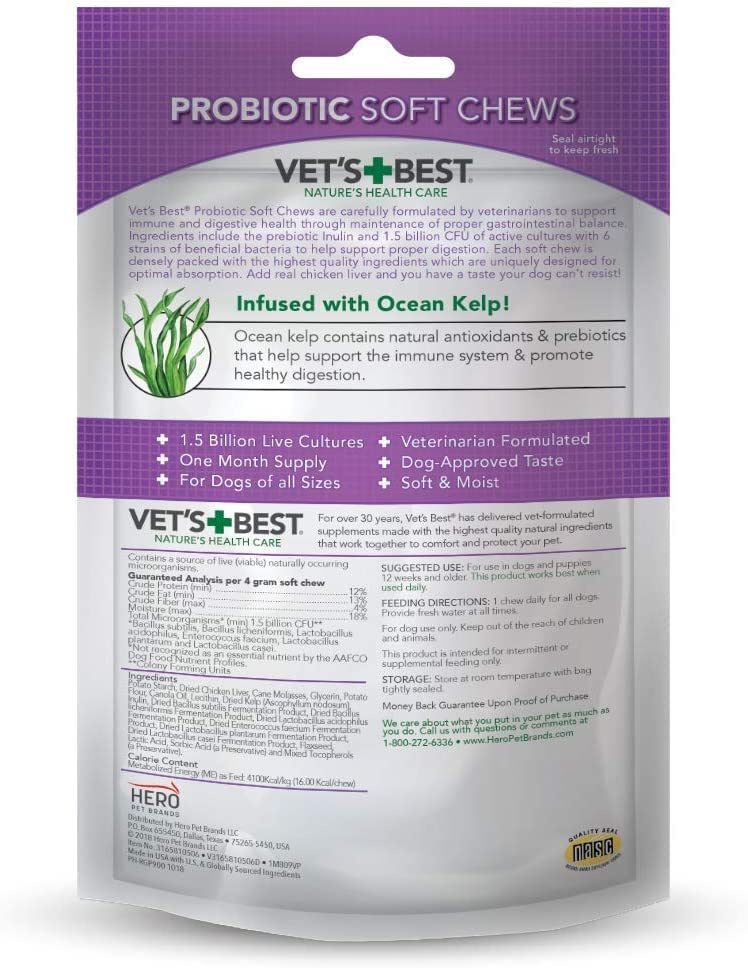 (3 Pack) Vet's Best Probiotic Soft Chews Dog Supplements, Each a 30 Day Supply3