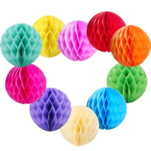 daily mall 10pcs 8 inch art diy tissue paper honeycomb balls party partners design craft hanging pom-pom ball party wedding birthday nursery decor (colorful)