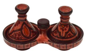 moroccan handmade tagine double spice holder seasoning container burgundy