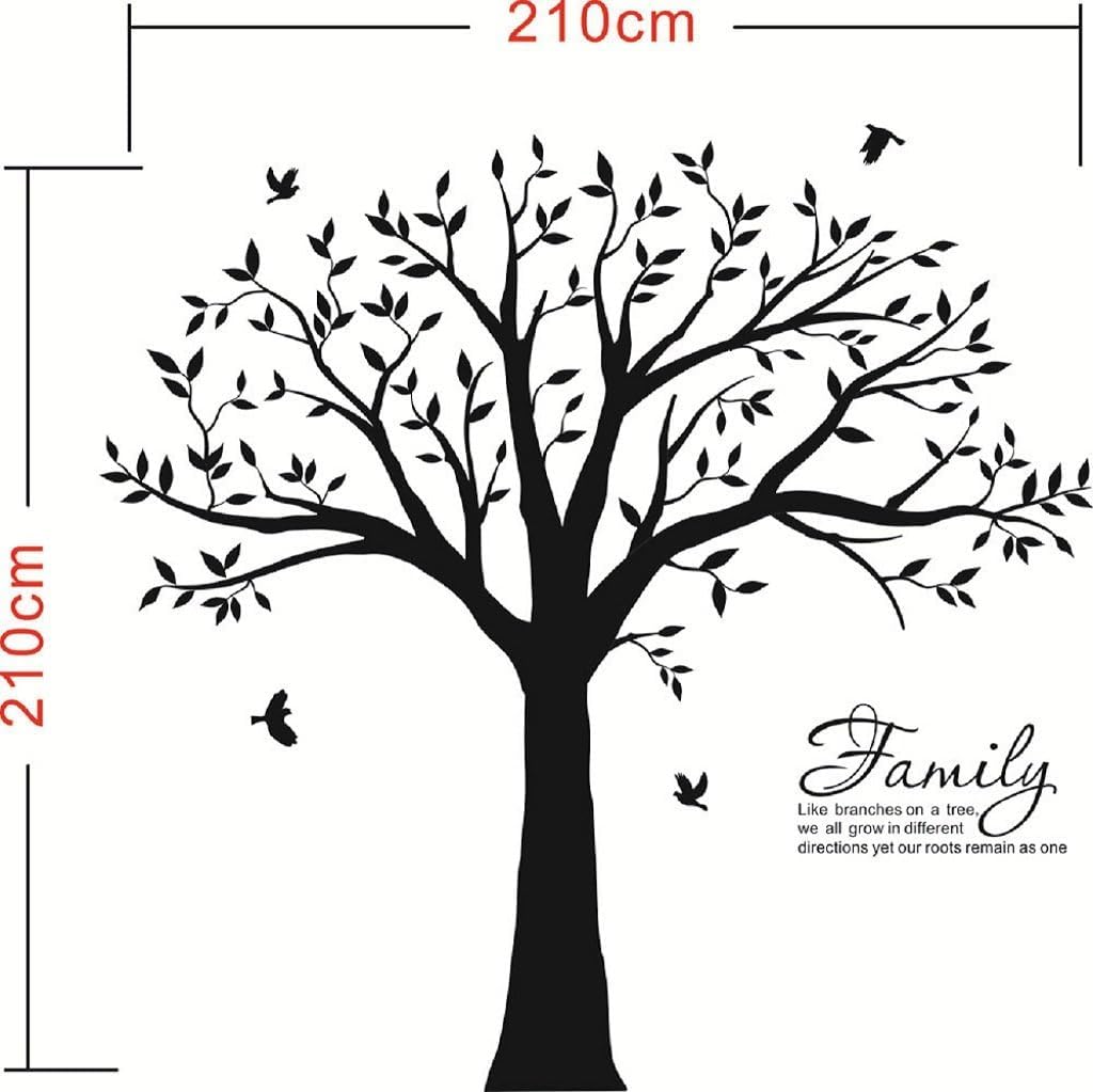 LSKOO Large Family Tree Wall Decal with Family Llike Branches on a Tree Wall Decals Wall Sticks Wall Decorations for Living Room (Black)