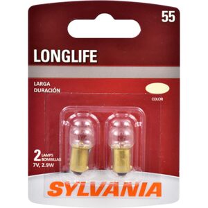 sylvania - 55 long life miniature - bulb, ideal for radio dial, radio display, tail applications (contains 2 bulbs)