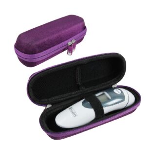 hermitshell travel case for [new 2020 model] iproven dmt-489 / ankovo thermometer for fever - forehead and ear thermometer (purple) -only case