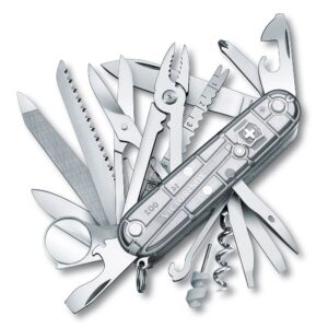 victorinox swiss champ swiss army knife, 33 functions, swiss made pocket knife with large blade, screwdriver, chisel and combination pliers - silvertech