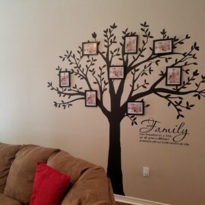 LSKOO Large Family Tree Wall Decal with Family Llike Branches on a Tree Wall Decals Wall Sticks Wall Decorations for Living Room (Black)