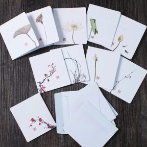 Featuring Hand-Drawn Thank You Card：8pcs Assorted Blank All-Occasion Note Cards- Flowers And Birds Series Thank You Cards