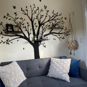 LSKOO Large Family Tree Wall Decal with Family Llike Branches on a Tree Wall Decals Wall Sticks Wall Decorations for Living Room (Black)