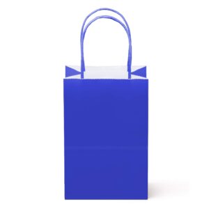 12 counts food safe premium paper and ink small 8.5" x 5.25", vivid colored kraft bag with colored sturdy handle, perfect for goodie favor diy bag, environmentally safe (small, royal blue)