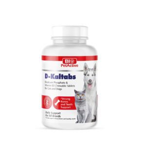 D-Kaltabs Phosphorus, Calcium Vitamin D3 Supplement for Dogs & Cats, Prenatal Pet Vitamins, Daily Pet-Tabs, Strong Nail, Teeth Support, 84 Chewable Tablets