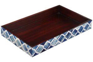 handicrafts home handmade moroccan pattern 10x6 towel tray - small bathroom tray, guest towel holder, decorative napkin holder, bathroom countertop storage, kitchen hand towel holder moroccan blue