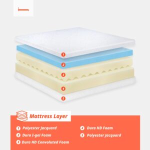 PrimaSleep Twin Mattress, 7 Inch Deluxe Gel Memory Foam Mattress, Gel Infused for Comfort and Pressure Relief, CertiPUR-US Certified, Bed-in-a-Box, Medium Firm, Twin Size