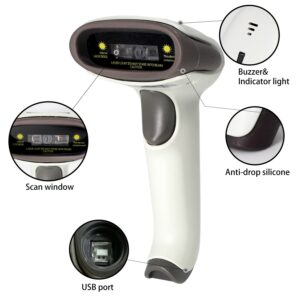 Wireless USB Barcode Scanner,Symcode Handheld Automatic CCD Barcode Scanner Reader 2.4GHz Wireless & USB2.0 Wired, Support Mac OS X, Android, Windows 10 and IOS 9