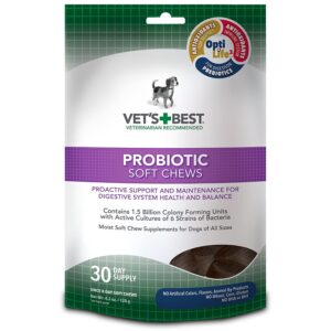 (3 pack) vet's best probiotic soft chews dog supplements, each a 30 day supply3