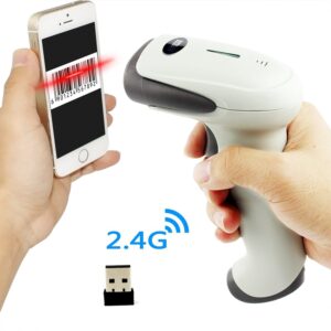 Wireless USB Barcode Scanner,Symcode Handheld Automatic CCD Barcode Scanner Reader 2.4GHz Wireless & USB2.0 Wired, Support Mac OS X, Android, Windows 10 and IOS 9