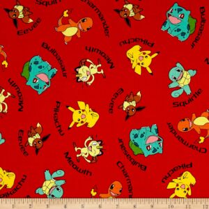 robert kaufman kaufman pokemon characters red fabric by the yard