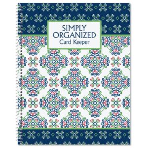 Fresh Patterns Greeting Card Organizer Book - Monthly Birthday & Occasion Reminder Pocket Pages, Card Keeper, Softcover, 8" x 10", Spiral Bound