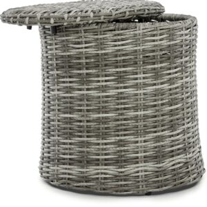 Elle Decor Vallauris Patio Outdoor Furniture Collection, Premium All Weather Wicker, Storage Side Table, Gray