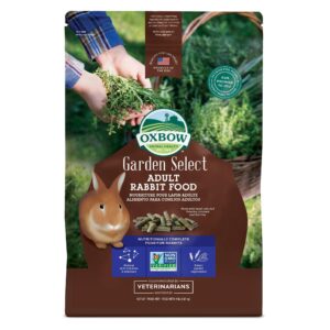 oxbow animal health garden select adult rabbit food, garden-inspired recipe for adult rabbits, no soy or wheat, non-gmo, made in the usa, 4 pound bag