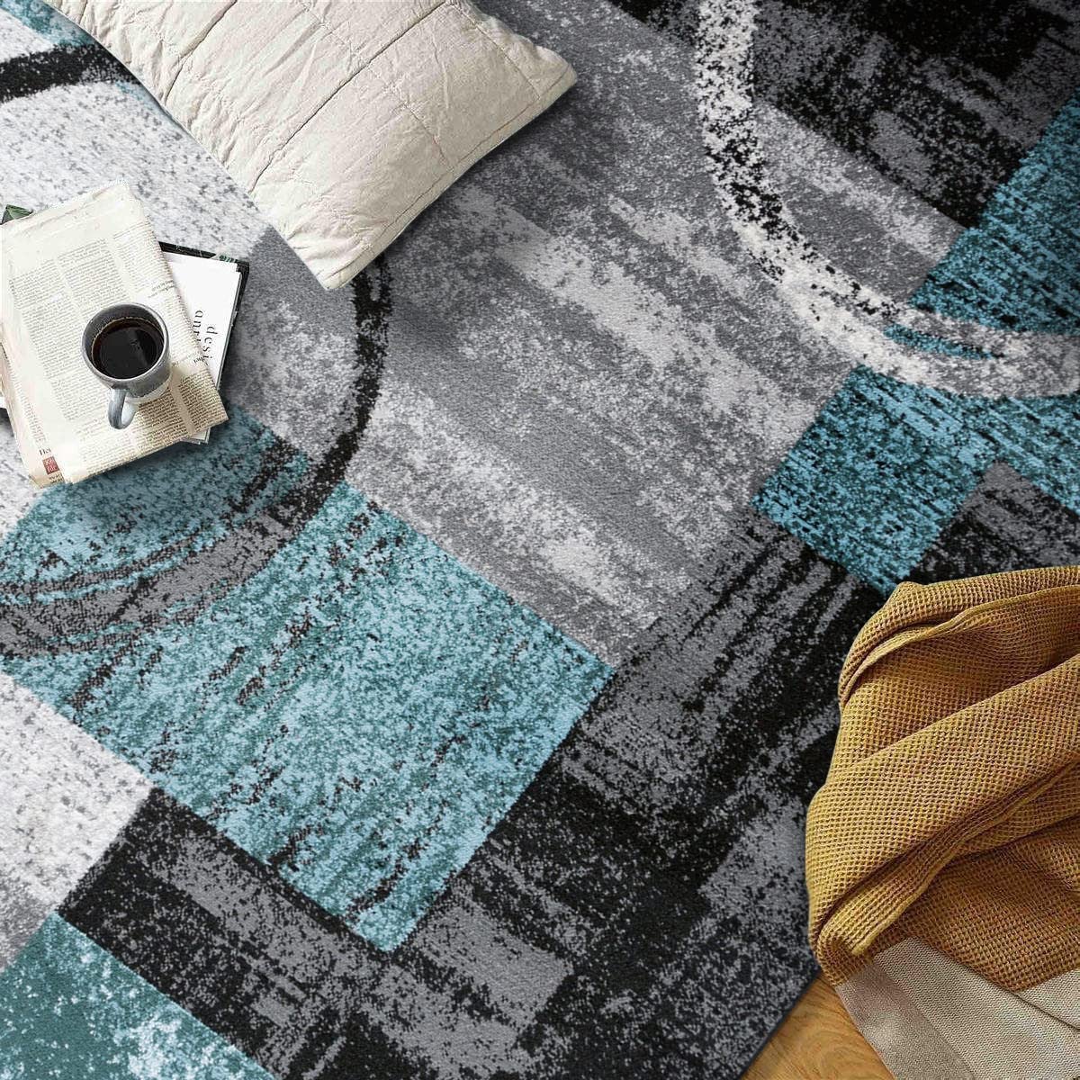 Rugshop Contemporary Abstract Circle Design Soft Area Rug - 3'3" x 5' Gray