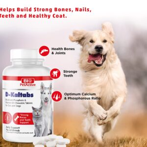 D-Kaltabs Phosphorus, Calcium Vitamin D3 Supplement for Dogs & Cats, Prenatal Pet Vitamins, Daily Pet-Tabs, Strong Nail, Teeth Support, 84 Chewable Tablets