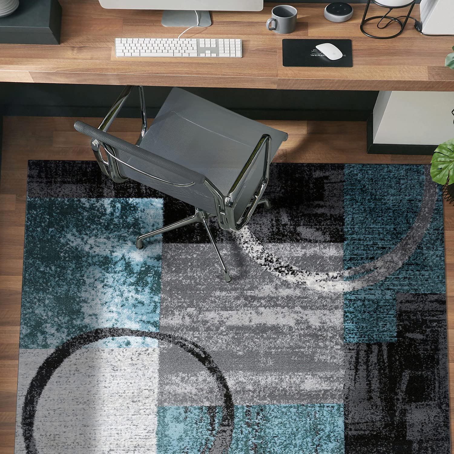 Rugshop Contemporary Abstract Circle Design Soft Area Rug - 3'3" x 5' Gray