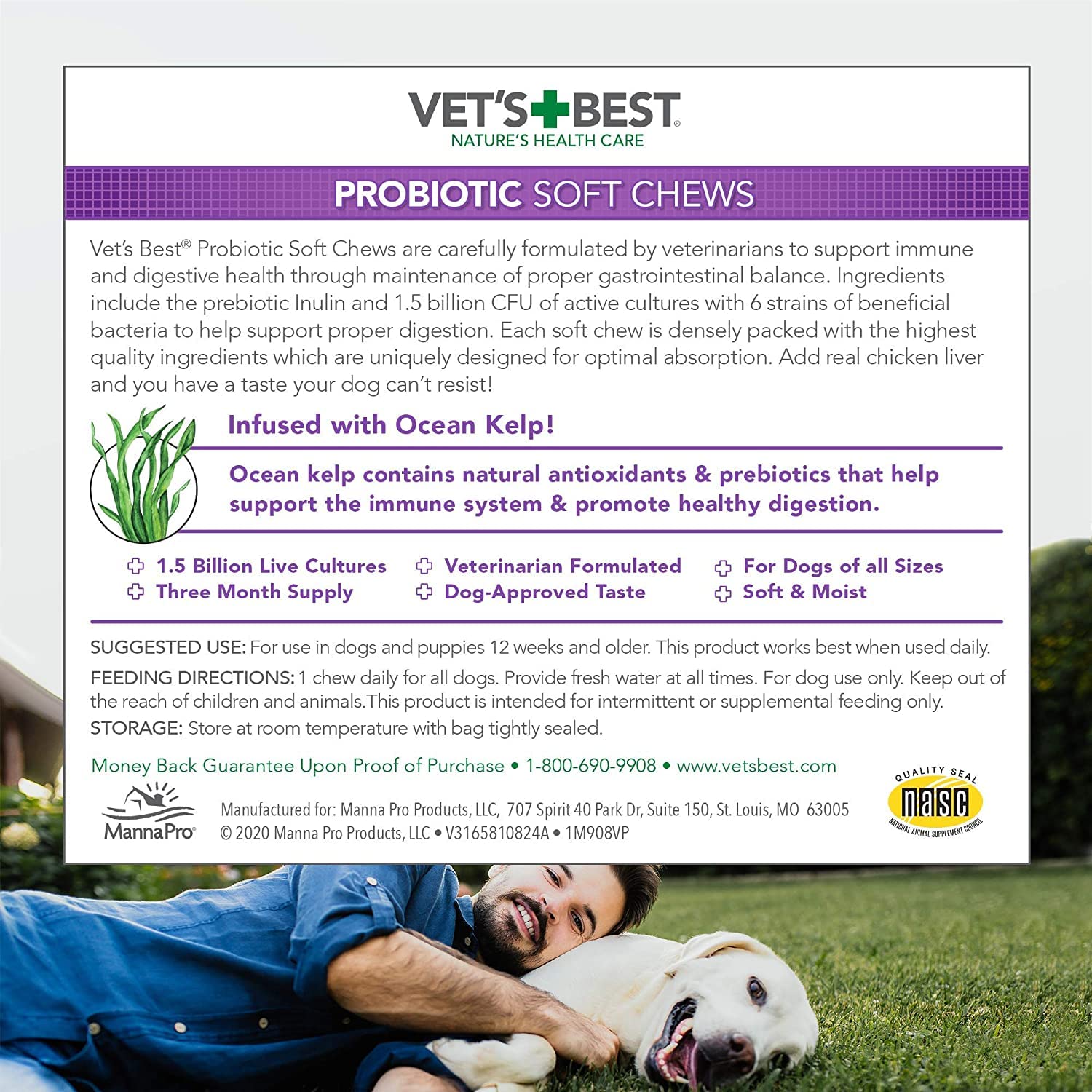 (3 Pack) Vet's Best Probiotic Soft Chews Dog Supplements, Each a 30 Day Supply3