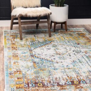 Unique Loom Baracoa Collection Area Rug - Cayo Hueso (5' 5" x 8' Rectangle, Light Blue/ Beige)