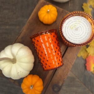 Simpatico No. 28 Pumpkin & Clove Hobnail Candle, Warm Pumpkin with Cinnamon, Ginger & Cloves, 100-Hour Burn Time, Hobnail Glass Jar, Scented Candles for Home, 16 oz