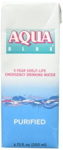 aqua blox 200ml water supply (32 pack), purified emergency drinking water, 5-year shelf life, emergency preparedness supplies for disasters, camping, earthquake, flood, no additives or preservatives