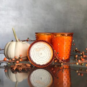 Simpatico No. 28 Pumpkin & Clove Hobnail Candle, Warm Pumpkin with Cinnamon, Ginger & Cloves, 100-Hour Burn Time, Hobnail Glass Jar, Scented Candles for Home, 16 oz