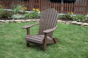 weathered wood-poly lumber folding adirondack chair with rolled seating heavy duty everlasting lifetime polytuf hdpe - made in usa - amish crafted