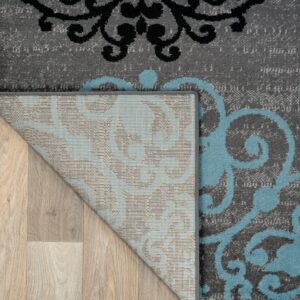 Rugshop Contemporary Modern Floral Perfect for high Traffic Areas of Your Living Room,Bedroom,Home Office,Kitchen Area Rug 5'3" x 7'3" Gray