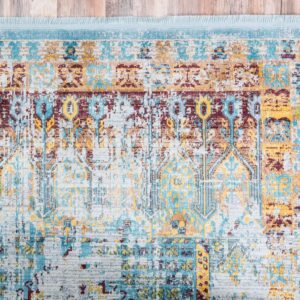 Unique Loom Baracoa Collection Area Rug - Cayo Hueso (5' 5" x 8' Rectangle, Light Blue/ Beige)