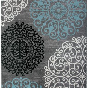 Rugshop Contemporary Modern Floral Perfect for high Traffic Areas of Your Living Room,Bedroom,Home Office,Kitchen Area Rug 5'3" x 7'3" Gray