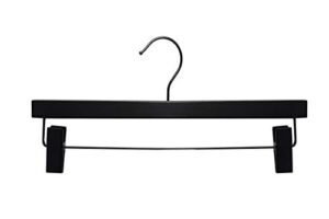 nahanco 21214brchu wooden skirt/pant hanger in low gloss black finish with black hardware - home use (pack of 25)