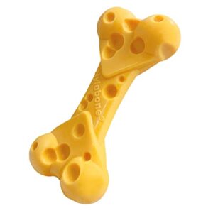 nylabone power chew cheese bone dog chew toy, cute dog toys for aggressive chewers, cheese flavor, x-large/souper (1 count)