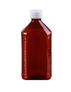 amber oval pharmacy plastic bottles with child resistant caps - 16 oz (pack of 10)