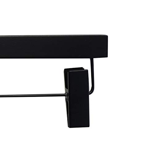 NAHANCO 21214BRCHU Wooden Skirt/Pant Hanger in Low Gloss Black Finish with Black Hardware - Home Use (Pack of 25)