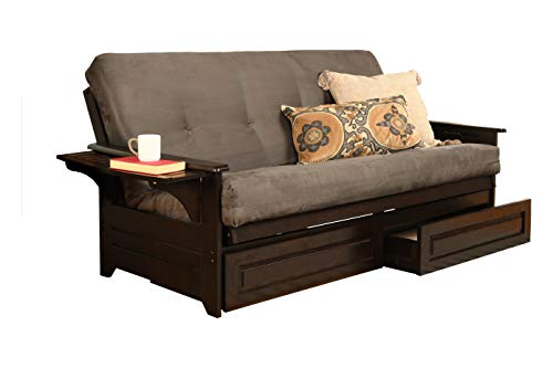 Kodiak Furniture Phoenix Frame with Suede Fabric Mattress in Espresso/Gray