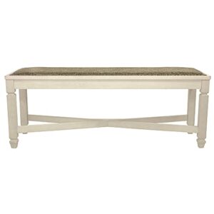 Signature Design by Ashley Bolanburg French Country Upholstered Dining Room Bench, Antique White