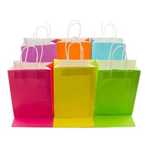 adorox 12 assorted (13" h x 10.25" l x 4.75" w) rainbow matte color paper gift bags with string handles birthday wedding all occasion