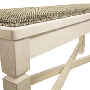 Signature Design by Ashley Bolanburg French Country Upholstered Dining Room Bench, Antique White