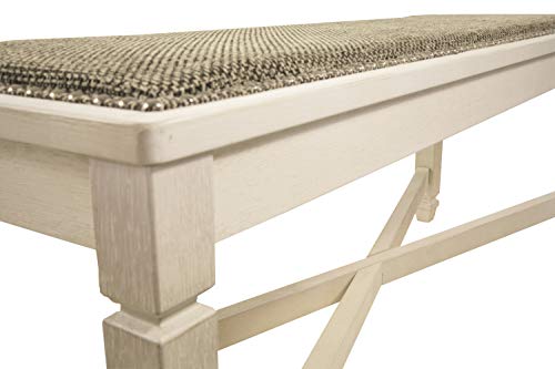 Signature Design by Ashley Bolanburg French Country Upholstered Dining Room Bench, Antique White